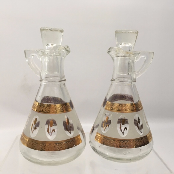 Hazel Atlas | Dining | Mid Century Modern Hazel Atlas Clear Glass Gold ...